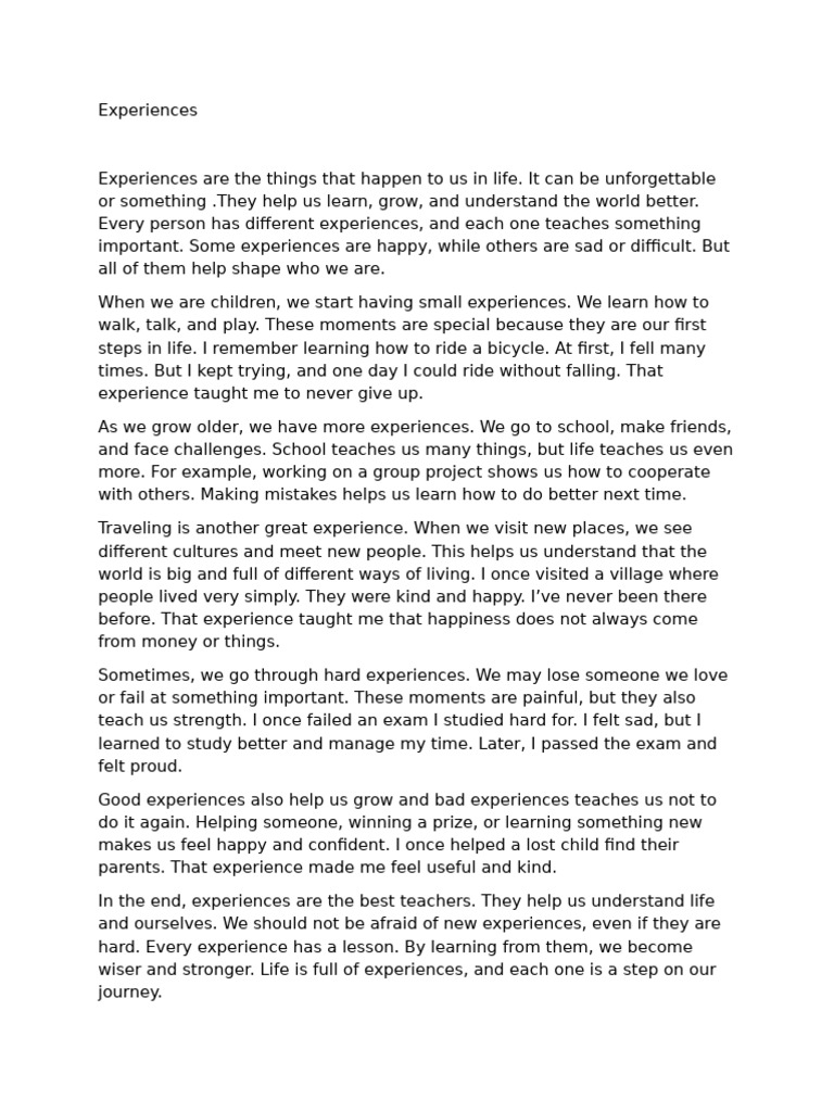 Life Lessons from Personal Experiences | PDF
