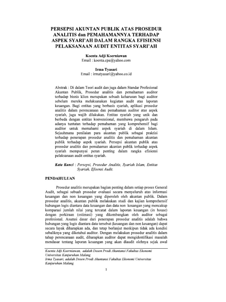 Jurnal Prosedur Analitis Dalam Audit Assurance | PDF