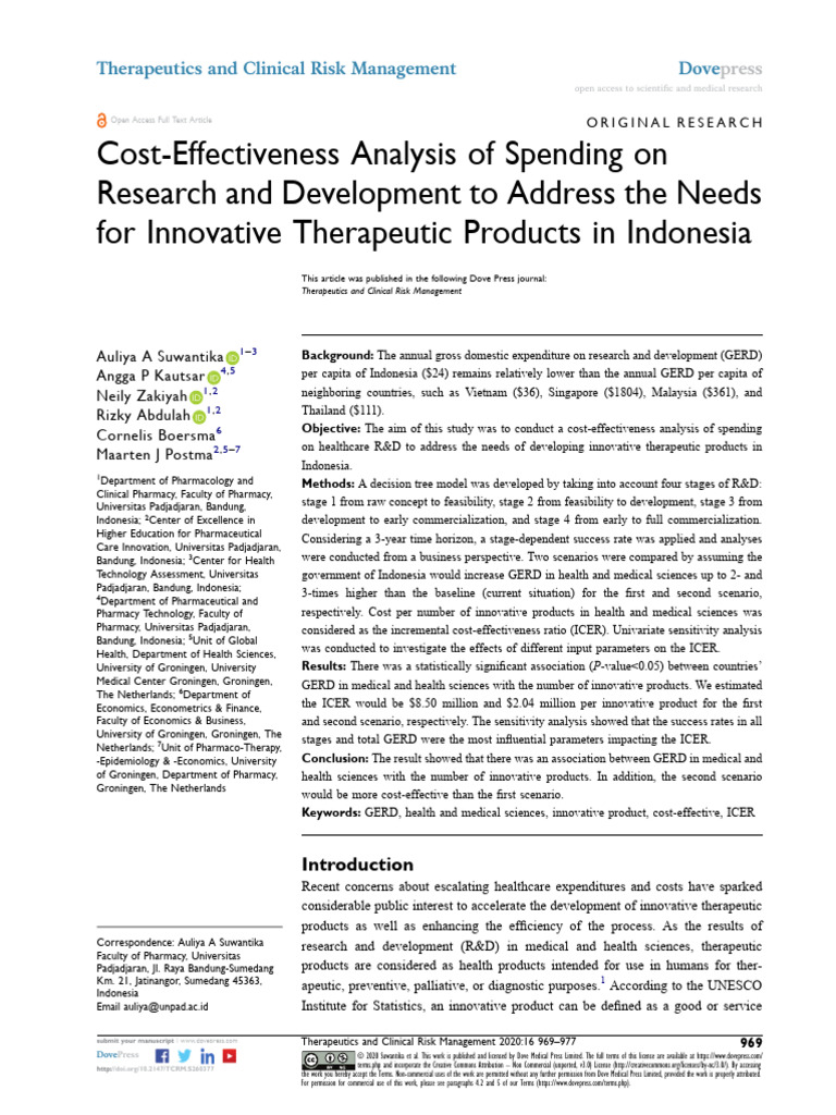 Cost Effectiveness Analysis of Spending On Research and Development To ...
