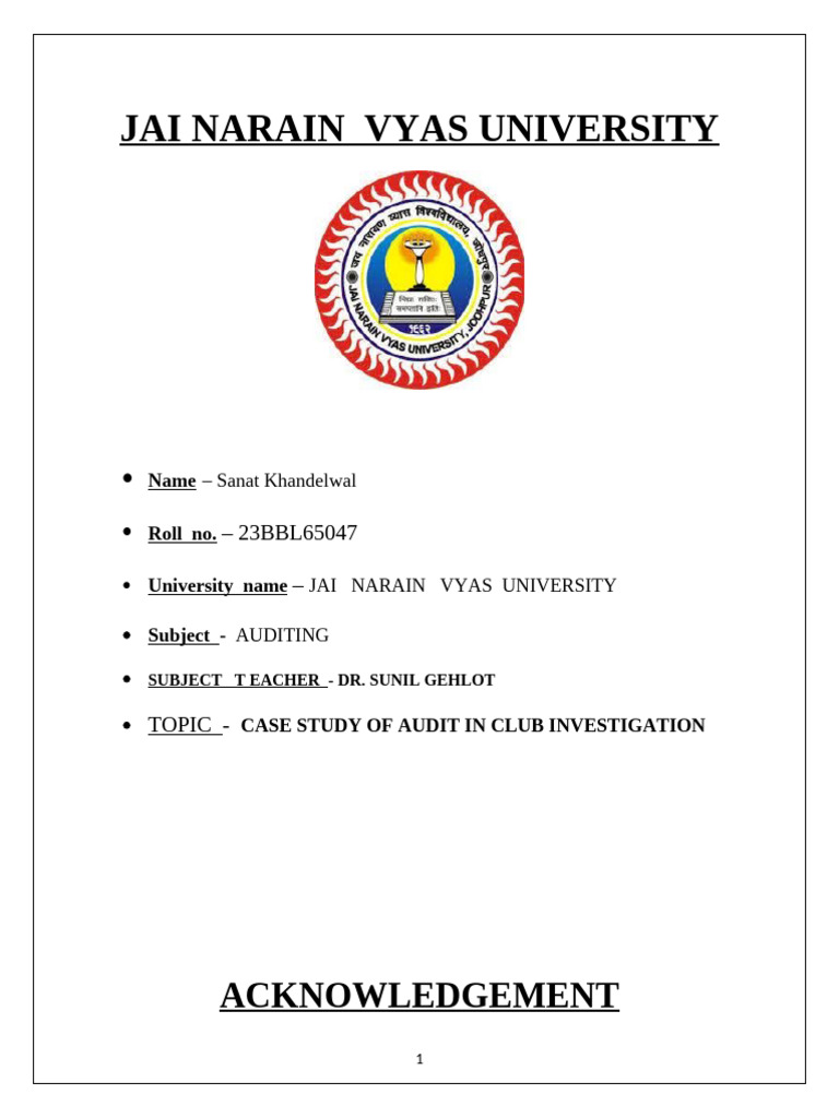 Club Investigation Audit Case Study | PDF | Audit | Auditor's Report