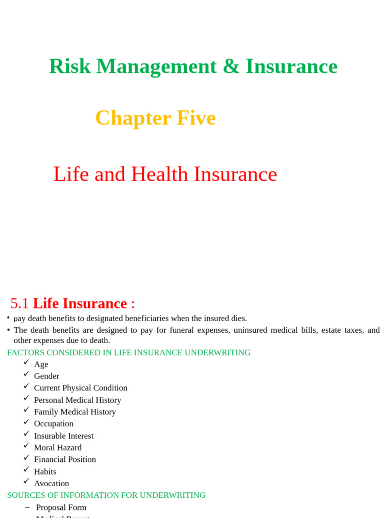 RMI ppt 5 | PDF | Insurance | Life Insurance