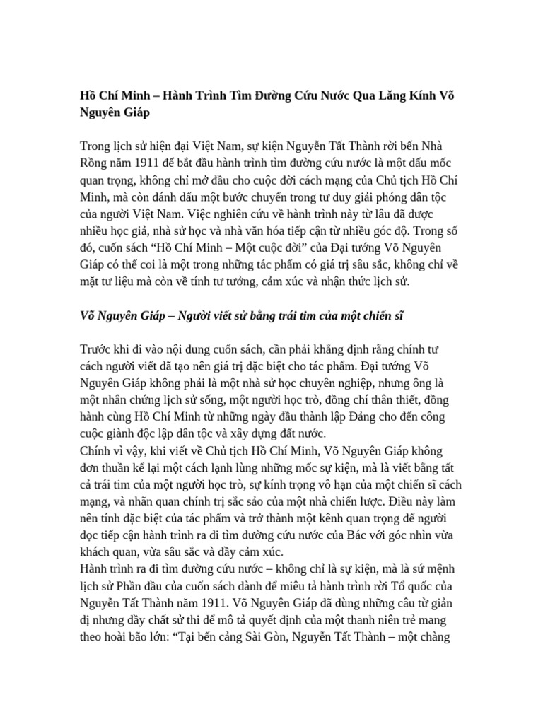 Phan Tich Gia Tri Sach Ho Chi Minh Mot Cuoc Doi | PDF