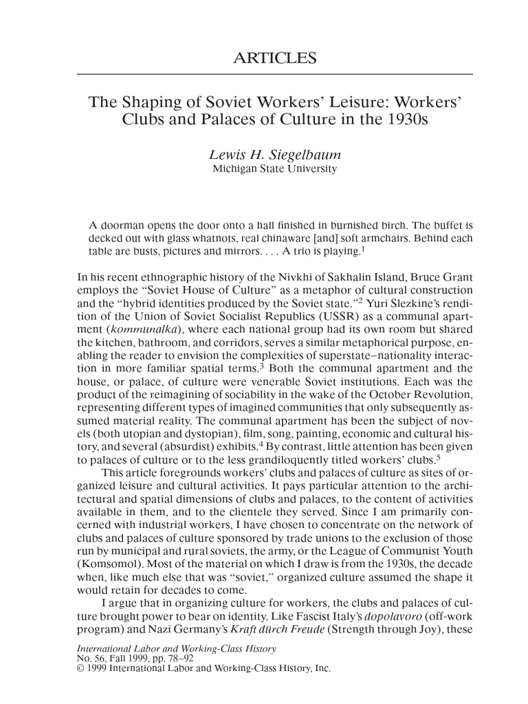 Soviet Workers Leisure | PDF | Communism | Soviet Union