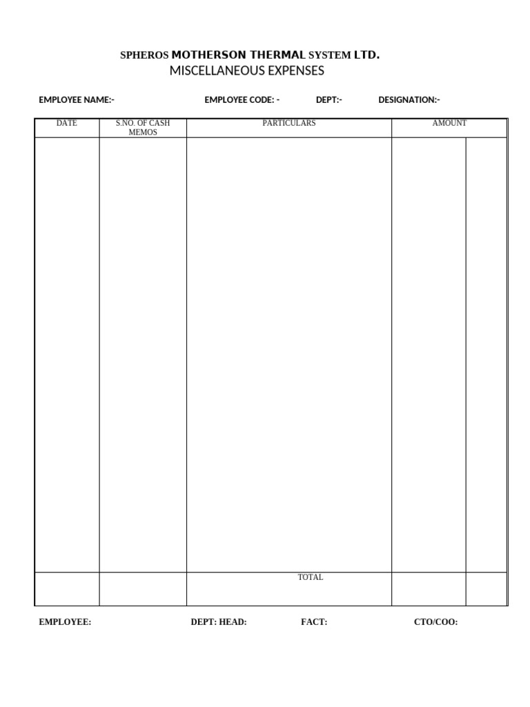 Miscellaneous Expenses Report Template | PDF