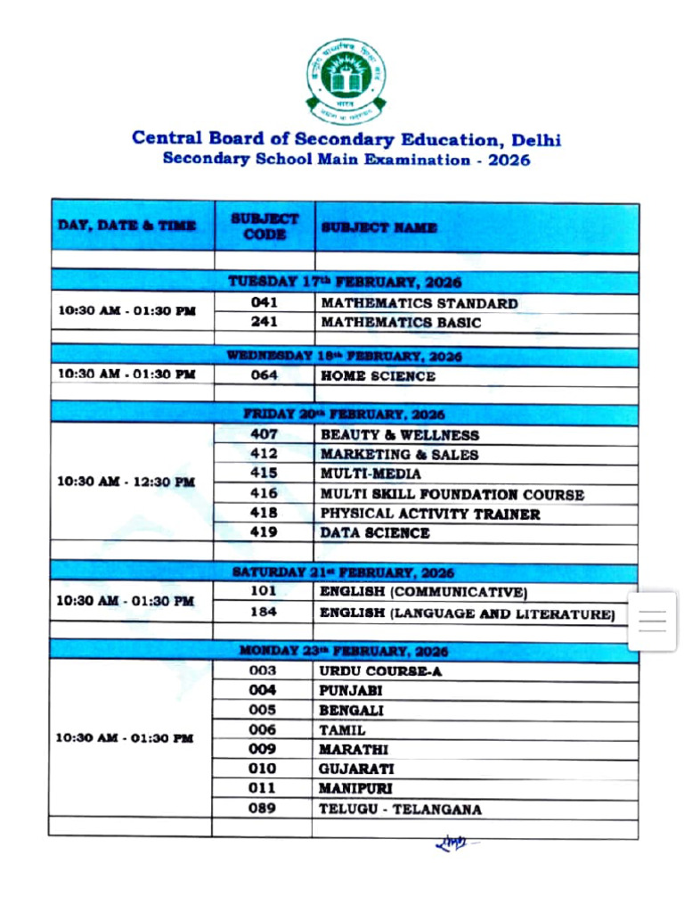 Cbse Board Examination Date-Sheet Class X | PDF | Languages Of Asia ...