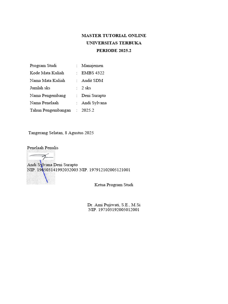 Audit SDM: Efektivitas Pelatihan 2025 | PDF