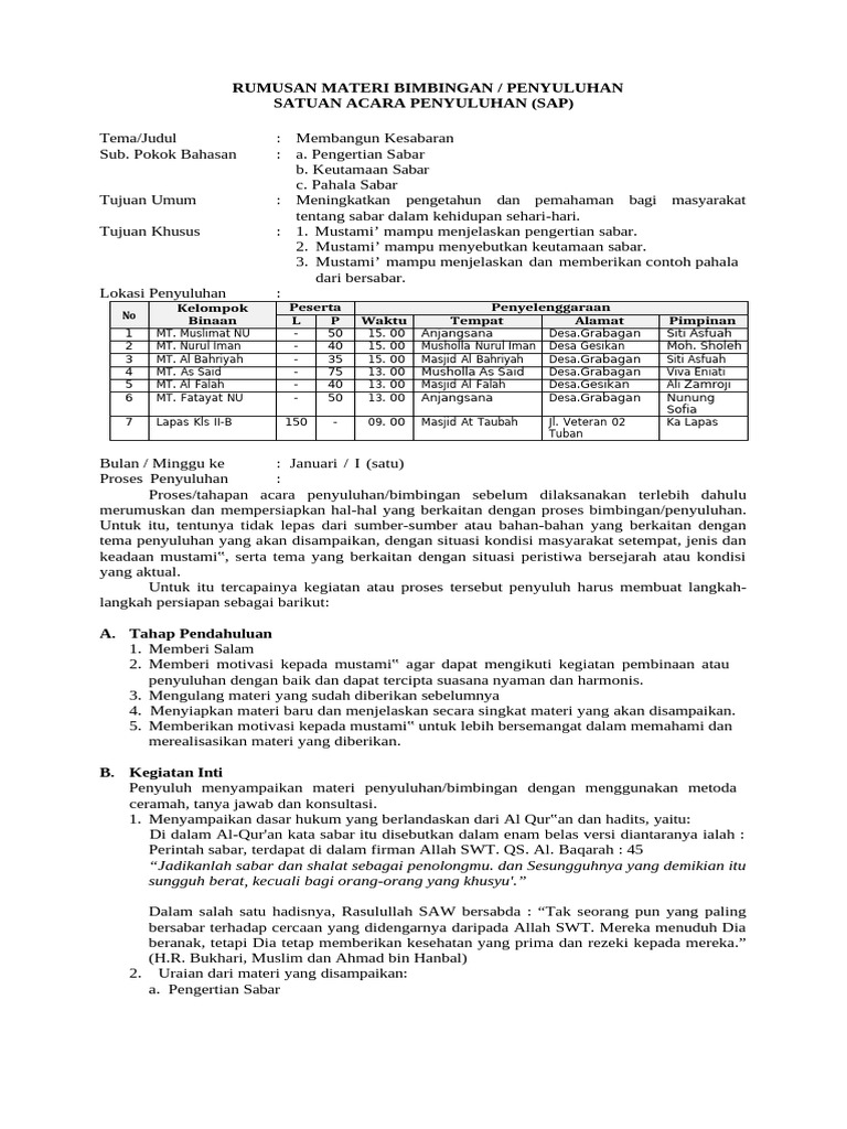 Sap RPP Materi Januari | PDF