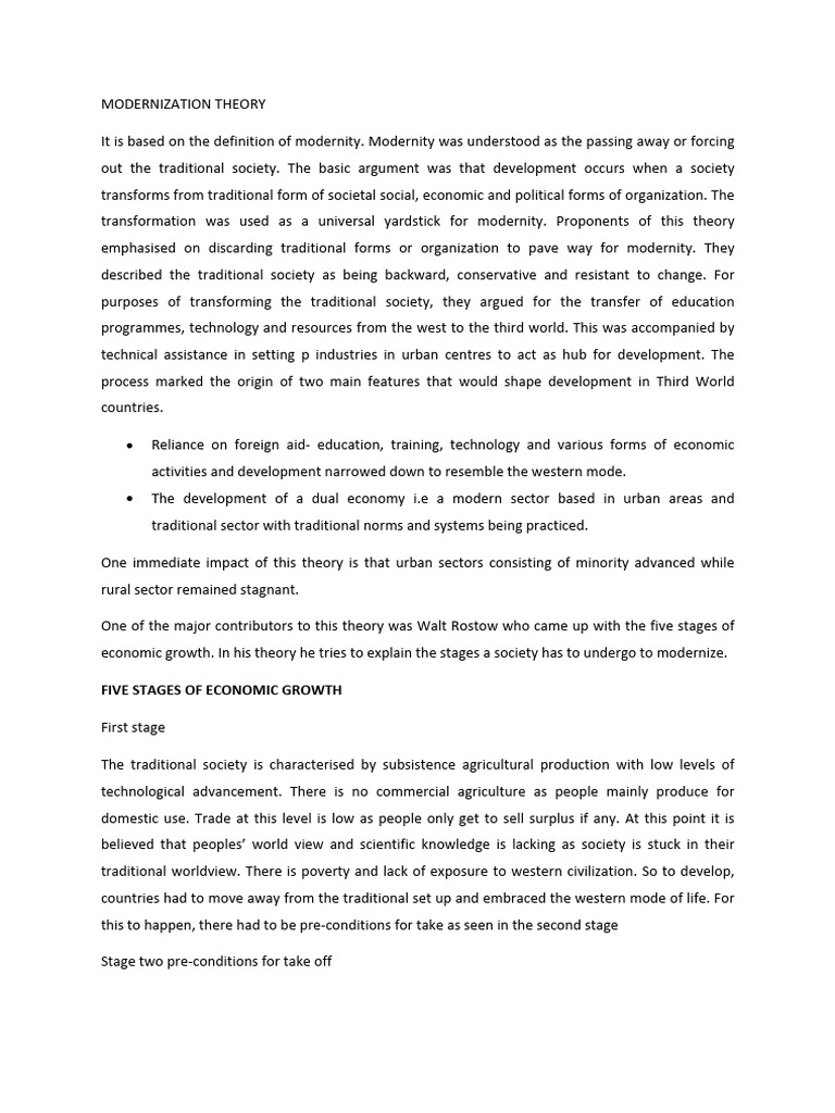 Modernization Theory | PDF | Economic Growth | Wealth