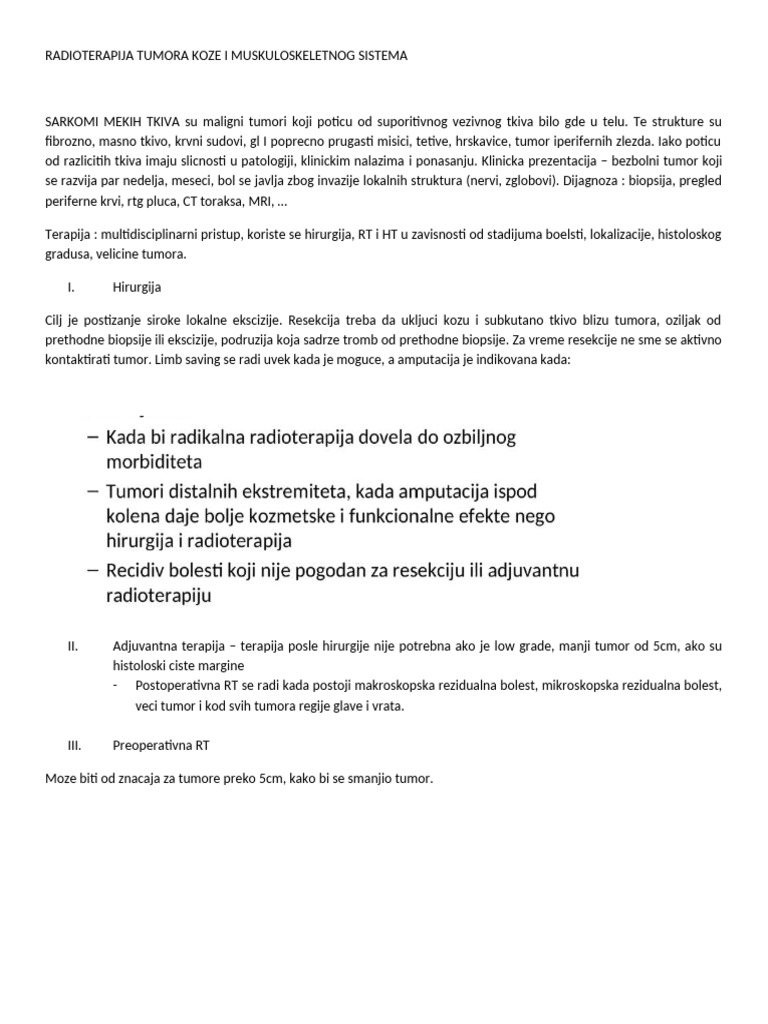 Radioterapija Tumora Koze I Muskuloskeletnog Sistema | PDF
