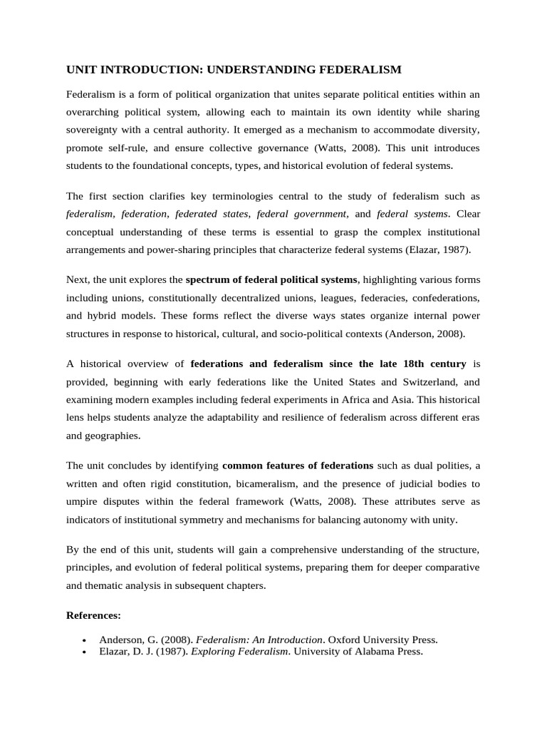 Introduction to Federalism Concepts | PDF | Federalism | Federation