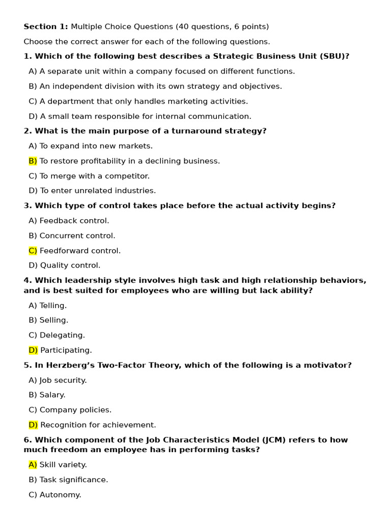 Đề GPT | PDF | Organizational Structure | Leadership