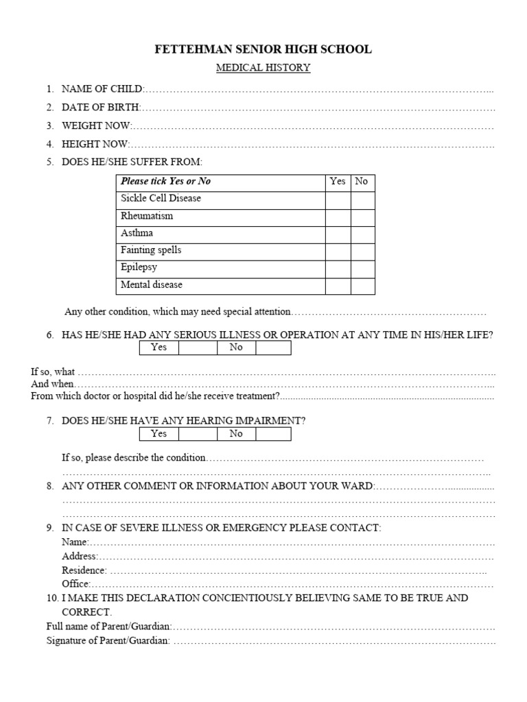 Medical History | PDF