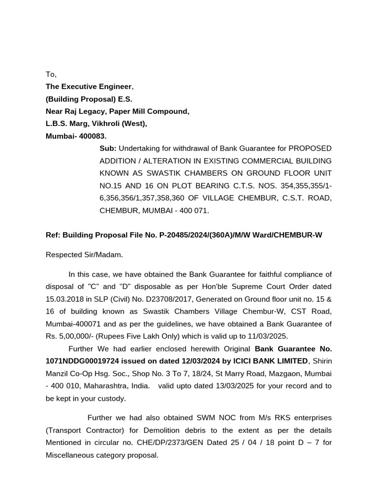 BG Withdraw Format | PDF | Government | Justice