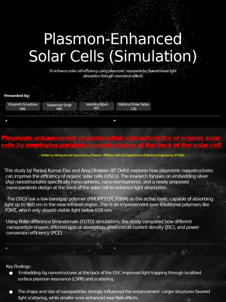 Plasmon-Enhanced Solar Cells (Simulation) - 1 | PDF | Solar Cell | Plasmon