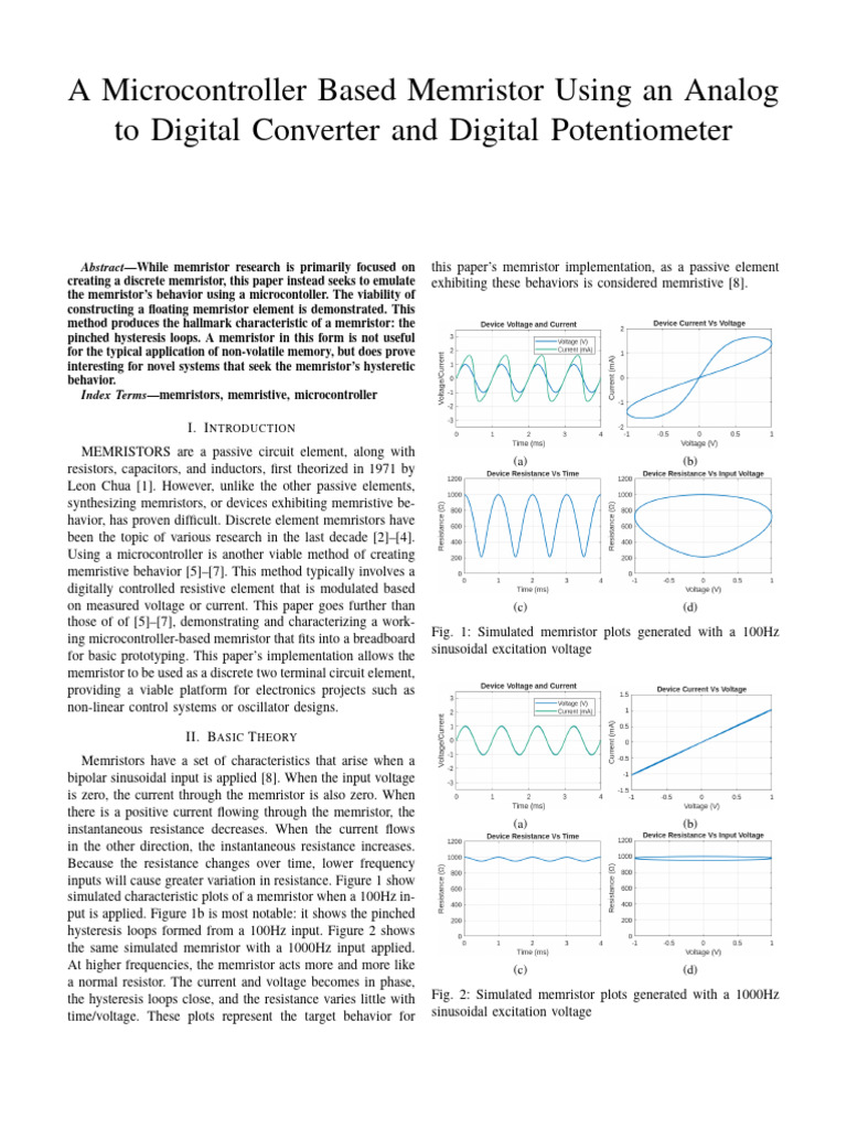 Microcontroller-Based Memristor Design | PDF | Voltage | Analog To ...