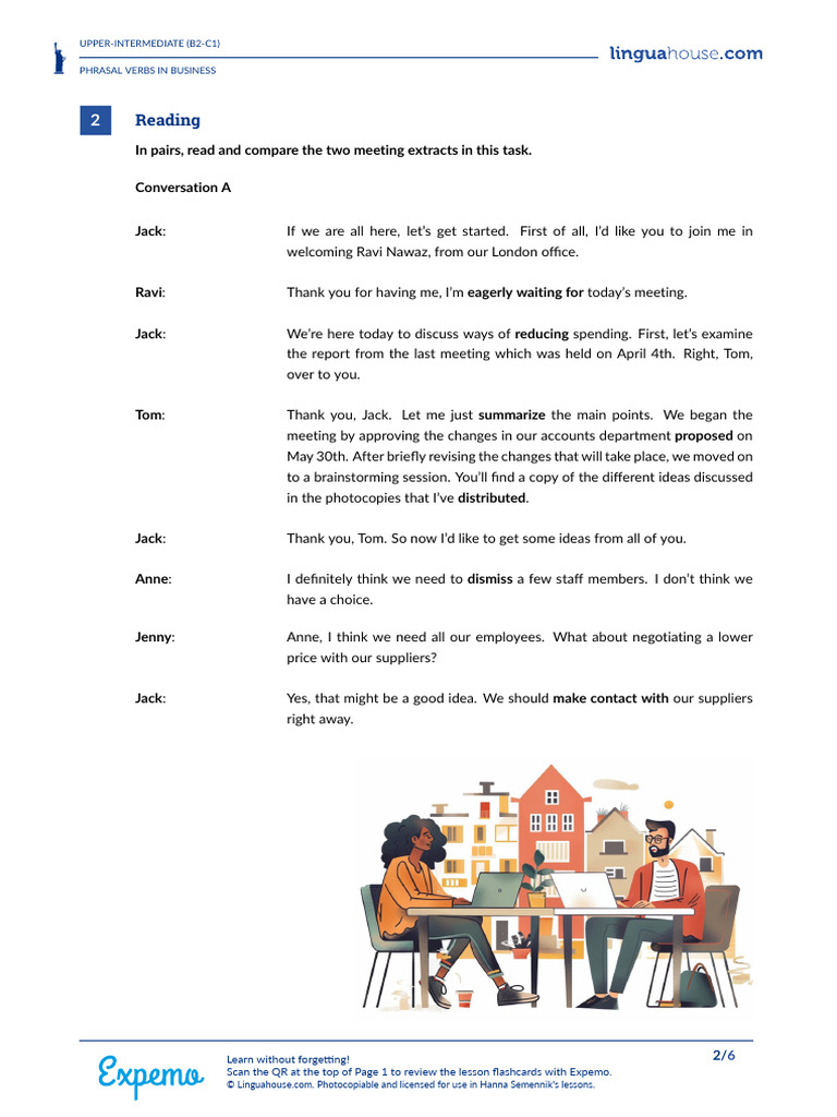 Phrasal Verbs in Business American English Teacher B2 C1 | PDF ...