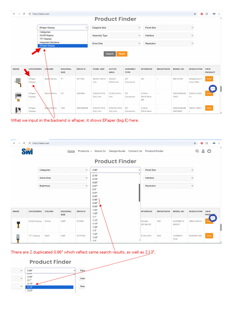 Product Finder Bugs | PDF
