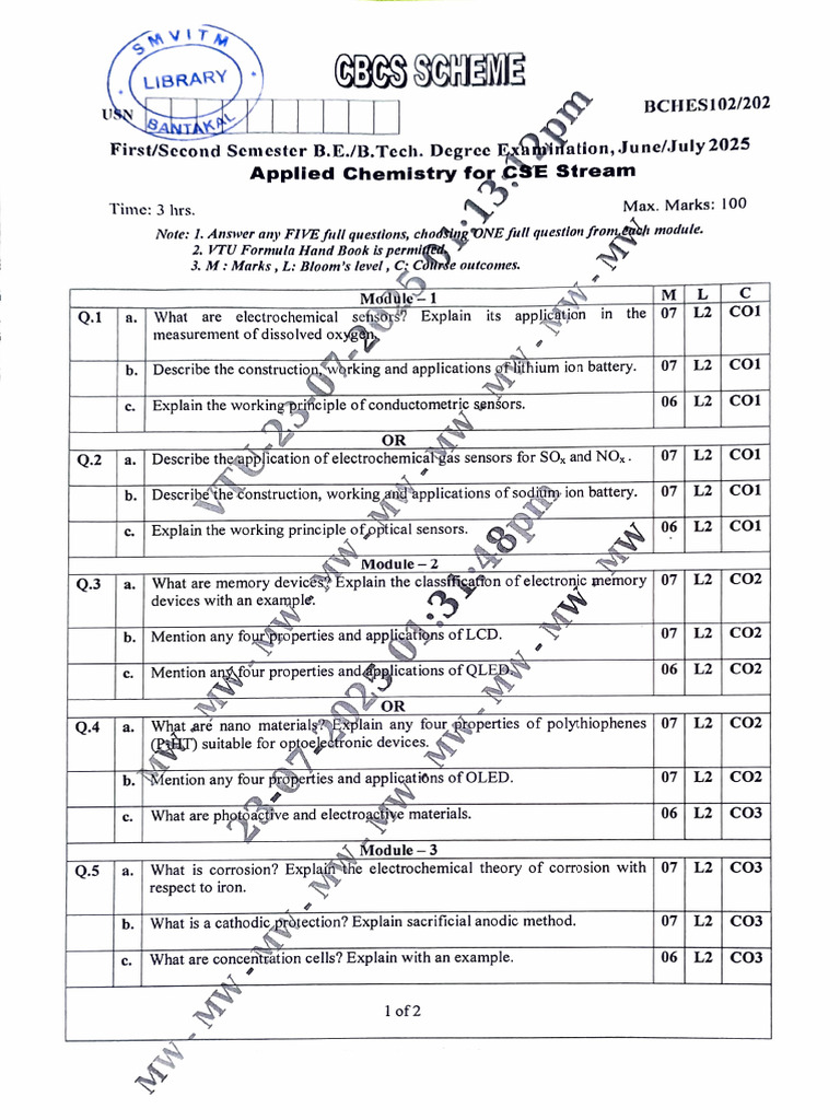 Applied Chemistry for CSE Stream | PDF | Electrochemistry | Corrosion
