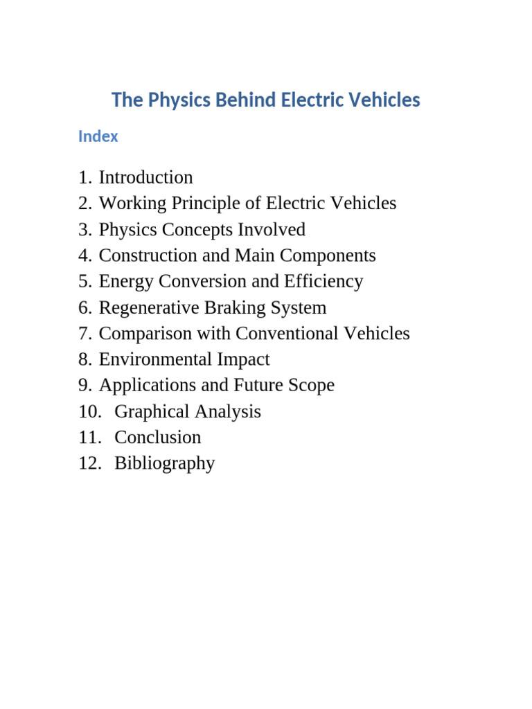 The Physics Behind Electric Vehicles Expanded Project 1 | PDF ...