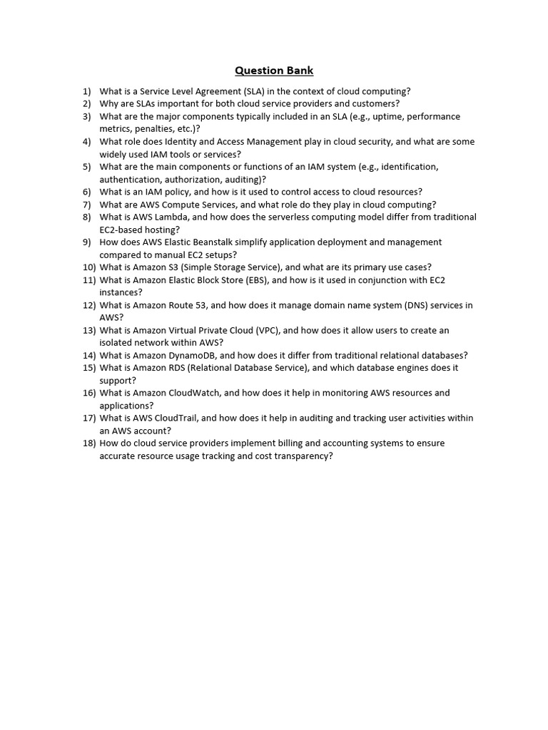 Question Bank On Cloud Computing Ms2 | PDF