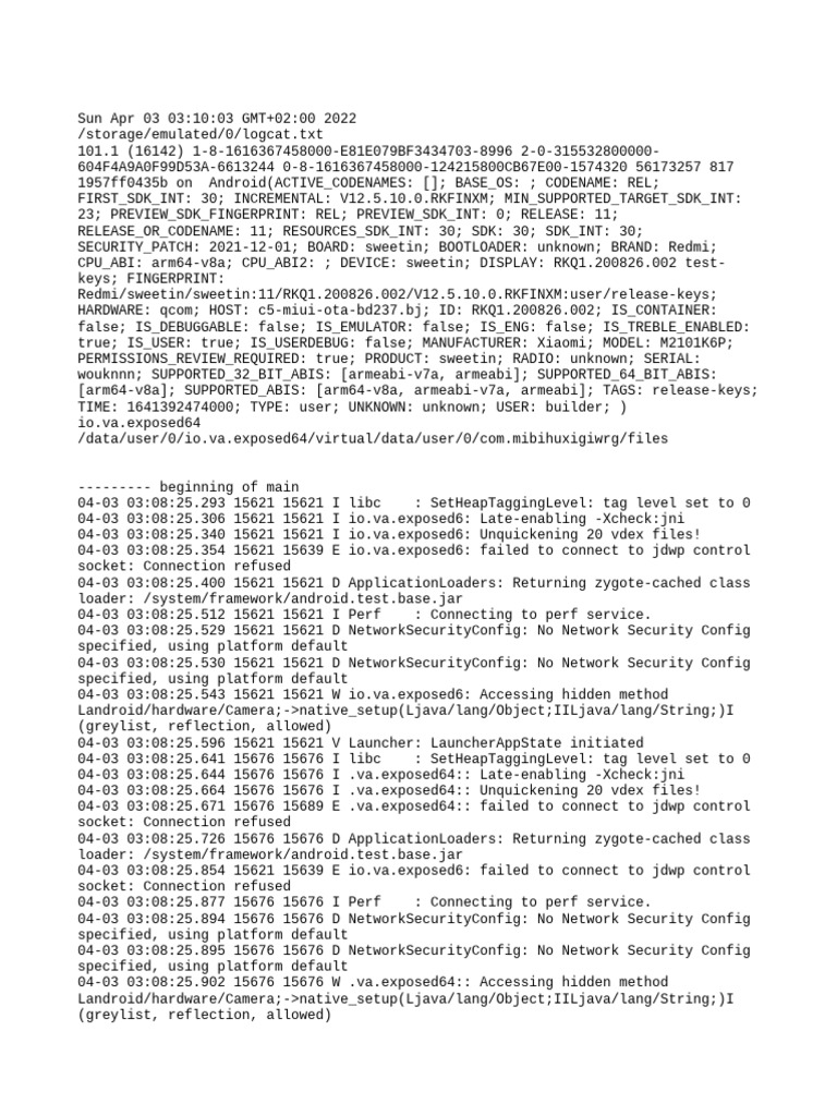 Logcat | PDF | Java (Programming Language) | Android (Operating System)