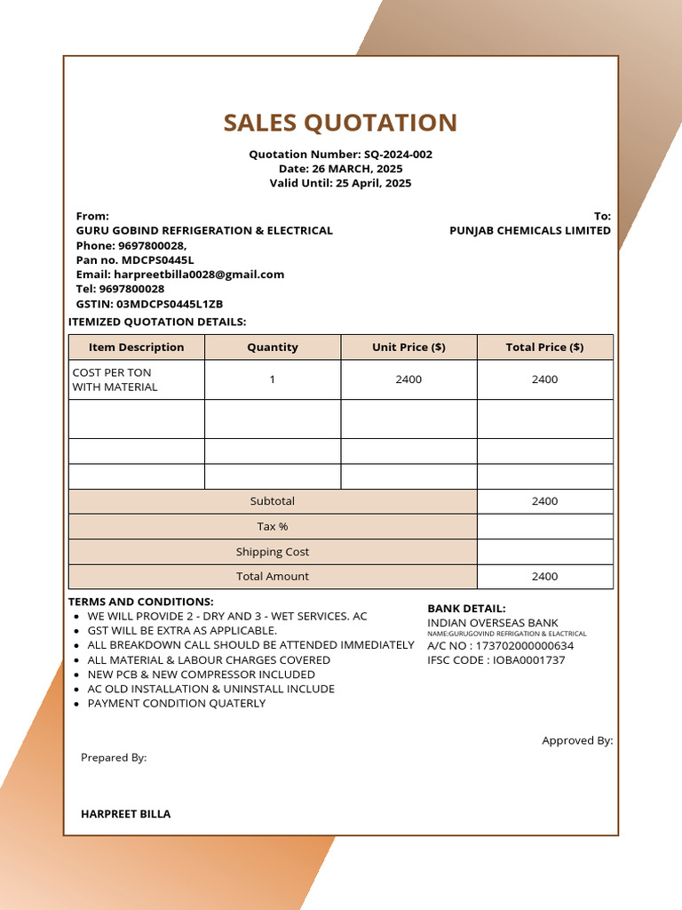 Brown White Simple Gradient Sales Quotation A4 Document | PDF