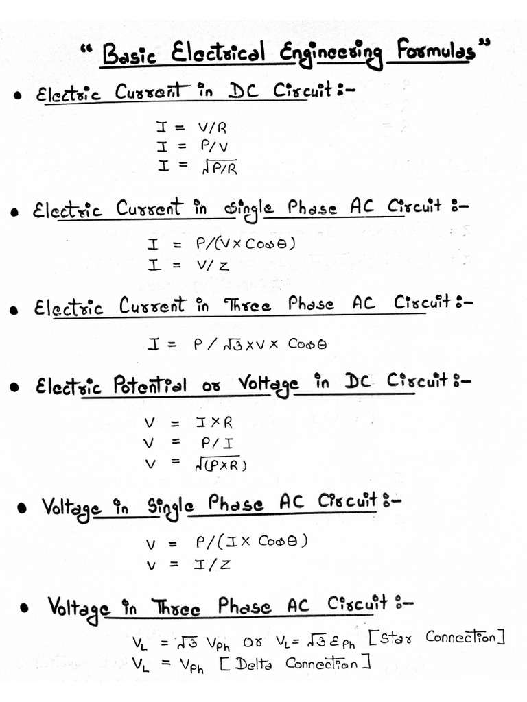 Electrical Formula PDF | PDF