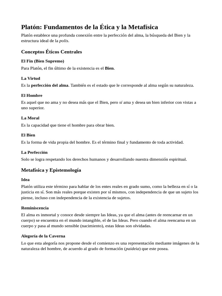 Ética y Metafísica en Platón y Aristóteles | PDF | Platón | Aristóteles