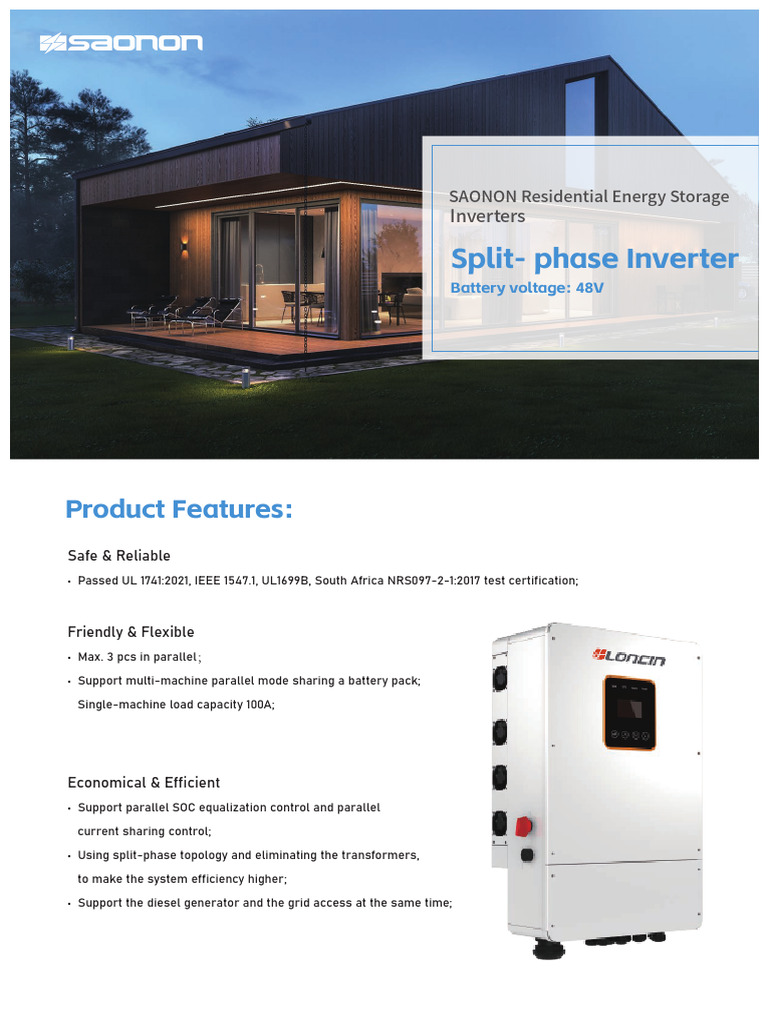 SAONON-48V American ESS Split - Phase Inverter Neutral - V1 | PDF | Power Inverter | Alternating ...