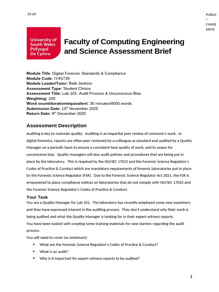 IY4S739 - Digital Forensic Standards and Compliance - Assessment | PDF ...
