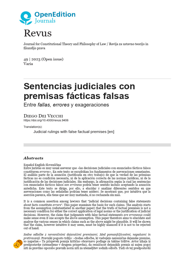 Dei Vecchi (2023) Sentencias Judiciales Con Premisas Fácticas Falsas ...