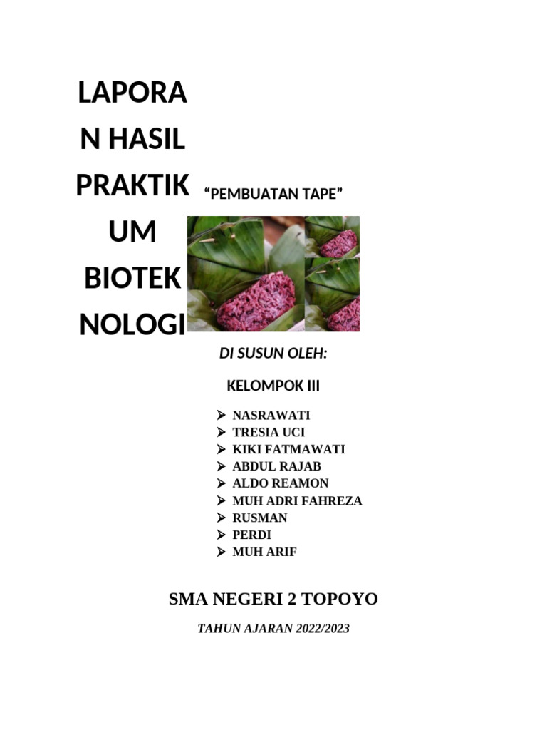 Panduan Praktik Pembuatan Tape | PDF