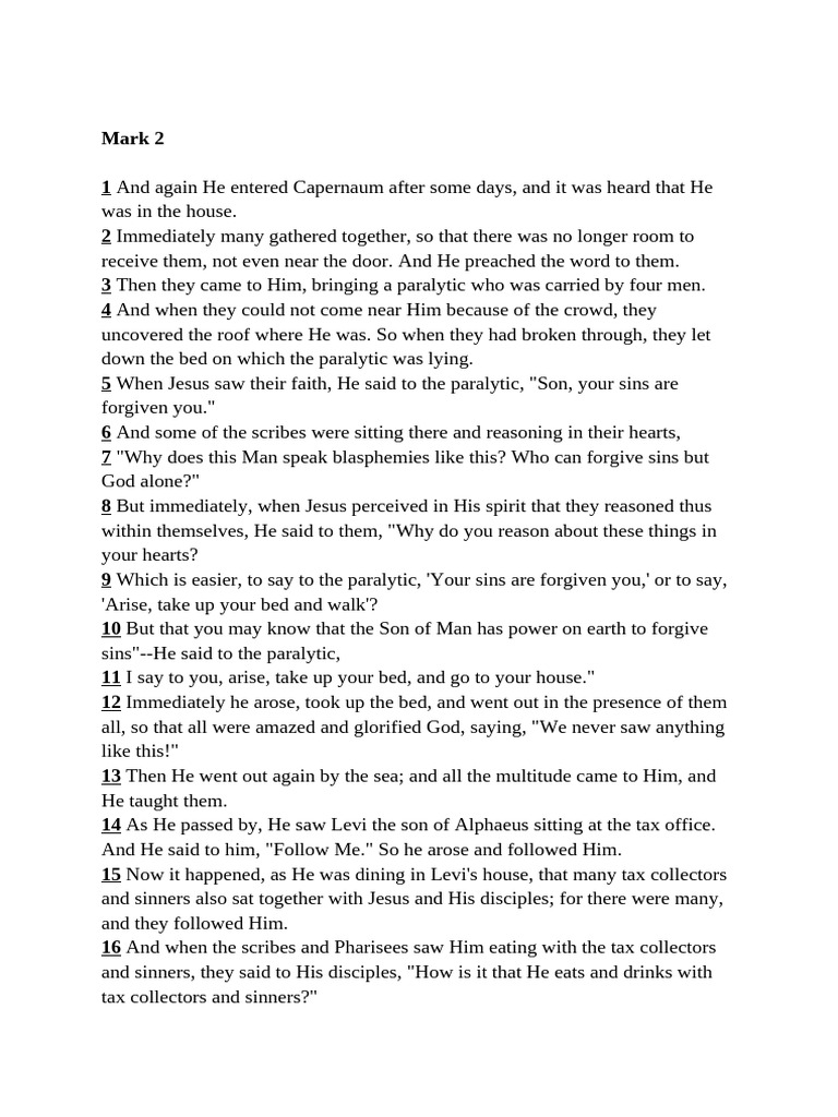 Mark 2 | PDF | Jesus | Disciple (Christianity)