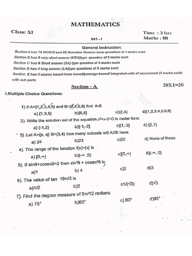 Maths Q Paper | PDF