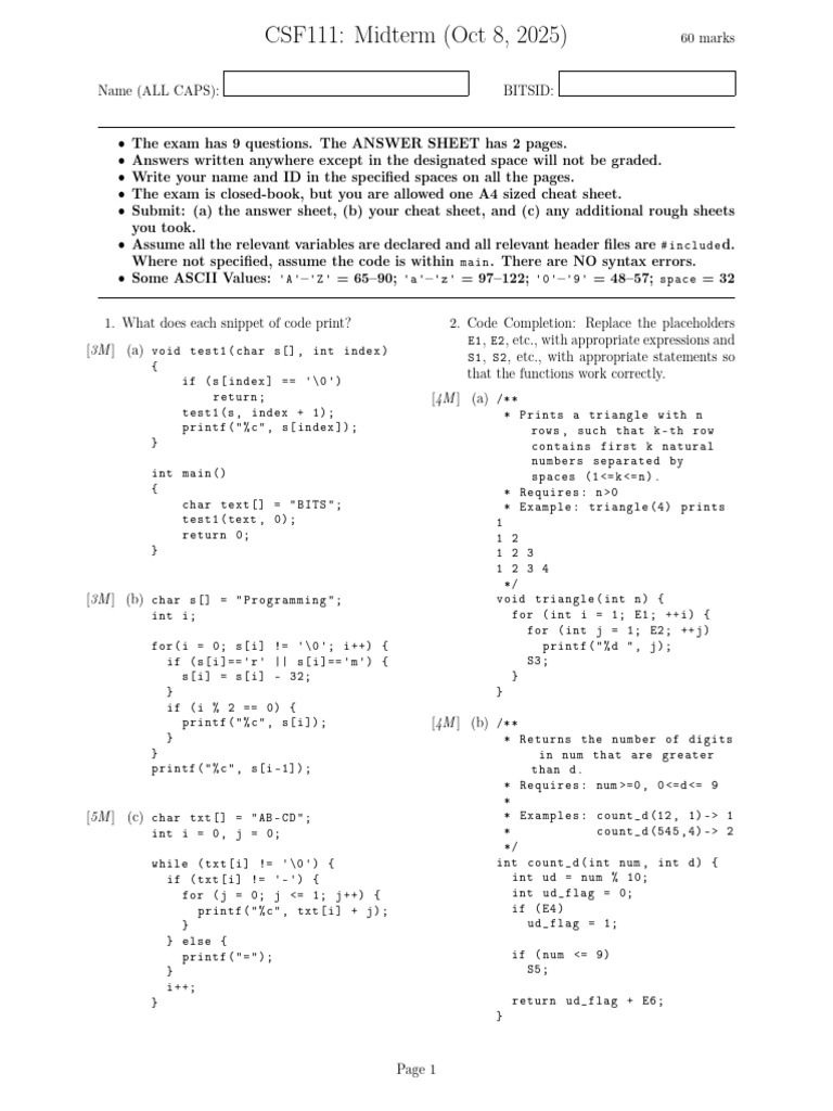 cp2025au-exam1 | PDF | Software | Computer Engineering