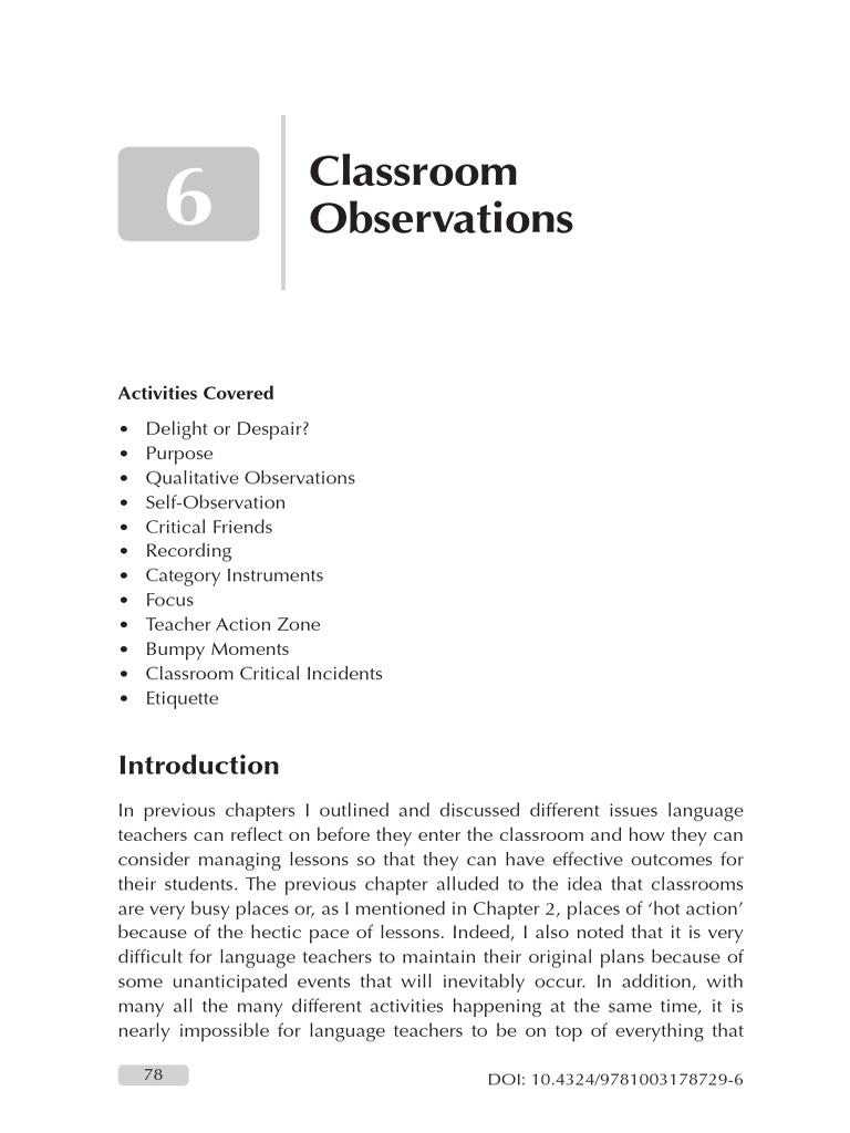 Classroom Observation Techniques for Teachers | PDF | Teachers ...