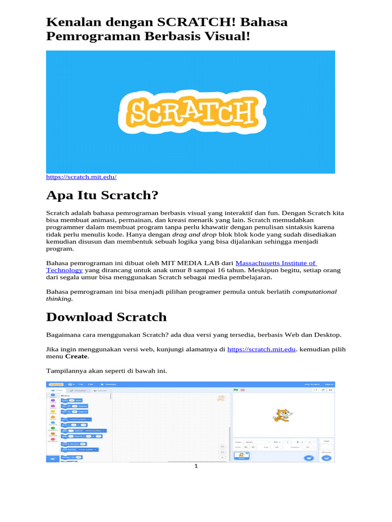 Kenali Scratch: Pemrograman Visual Anak | PDF