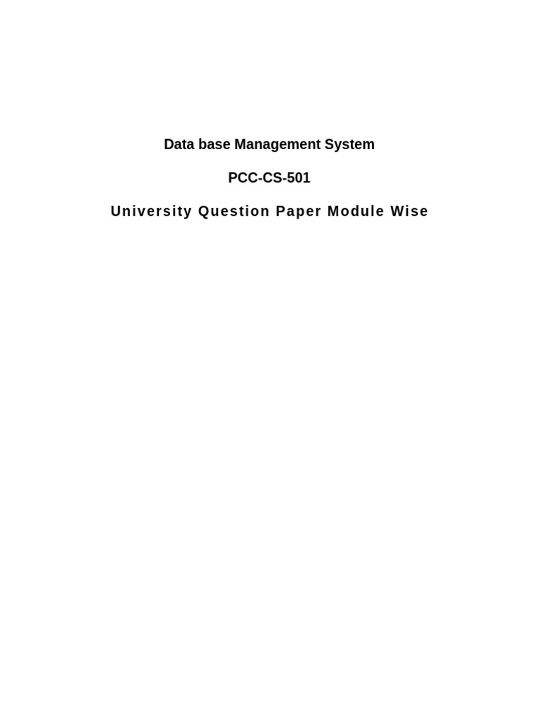 Dbms PYQ Module Wise (1) Ymca University | PDF | Relational Model | Databases