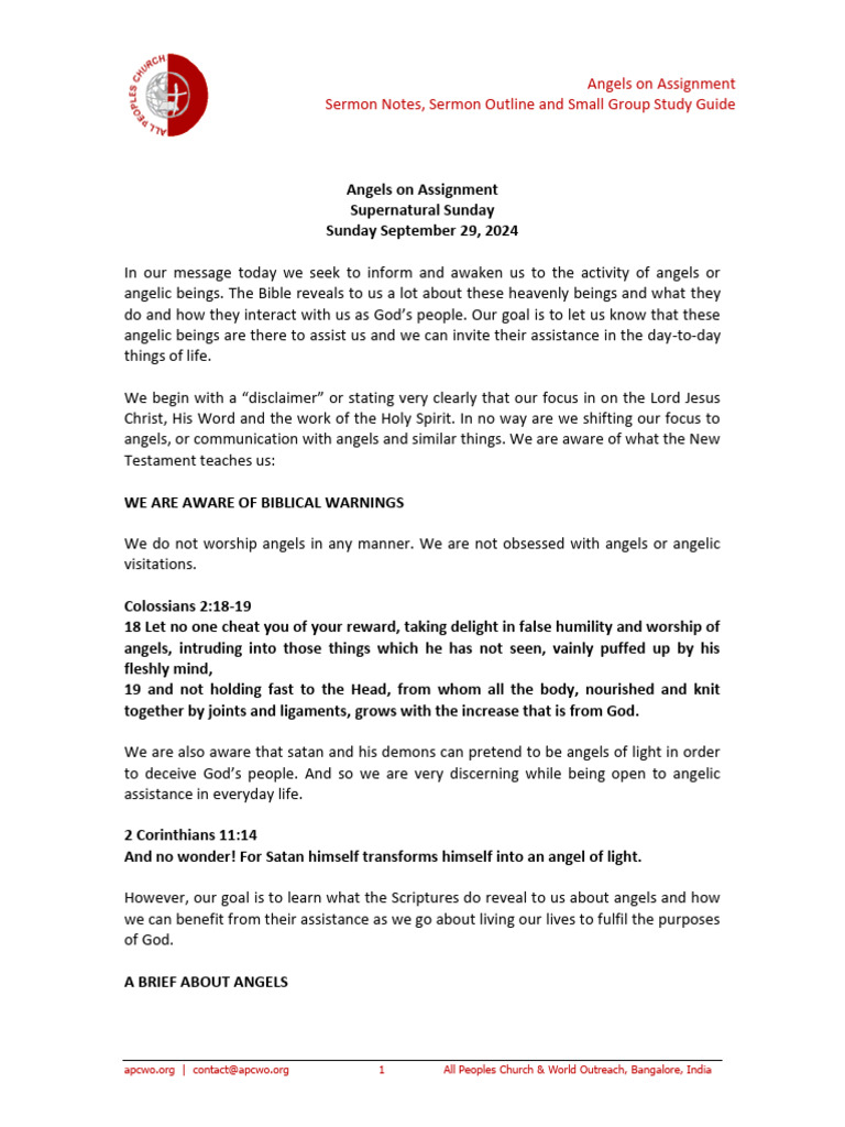 2024 09 29 Angels On Assignment Jean George | PDF | Angel | Prayer
