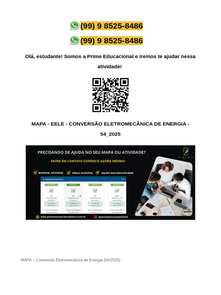 Mapa - Eele - Conversão Eletromecânica de Energia - 54_2025 | PDF | Motor elétrico | Fenômenos ...