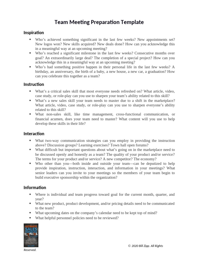 Team Meeting Preparation Guide | PDF