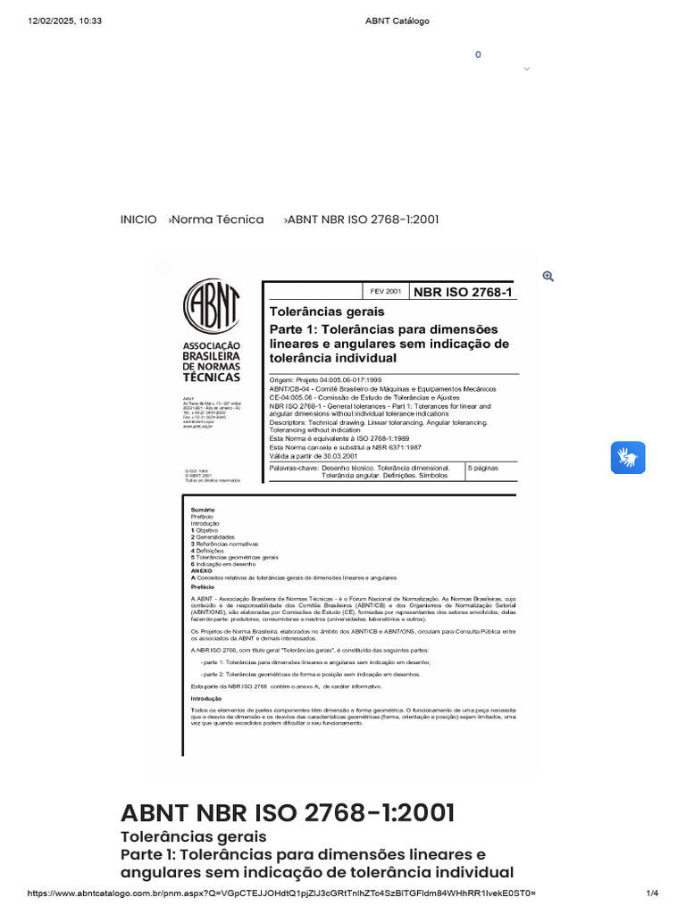 Abnt NBR Iso 2768-1 2001 | PDF