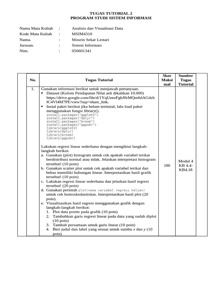 Tugas 2 Analisis Dan Visualisasi Data Mourin - 050601341 | PDF