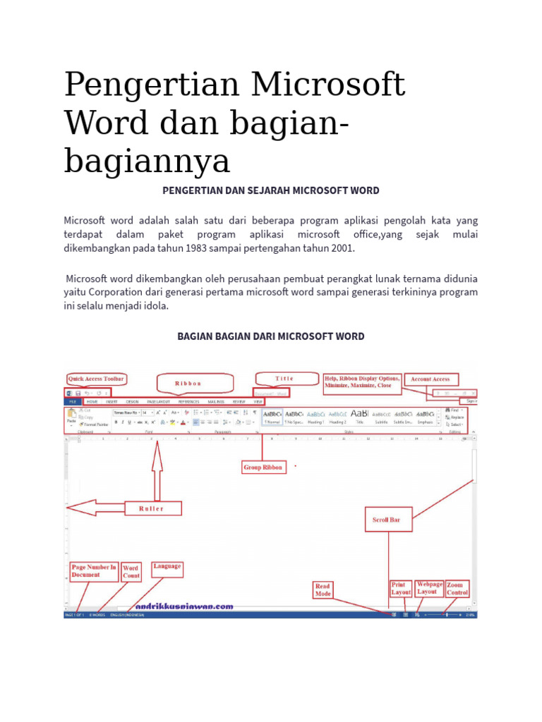 Pengertian Microsoft Word Dan Bagian | PDF