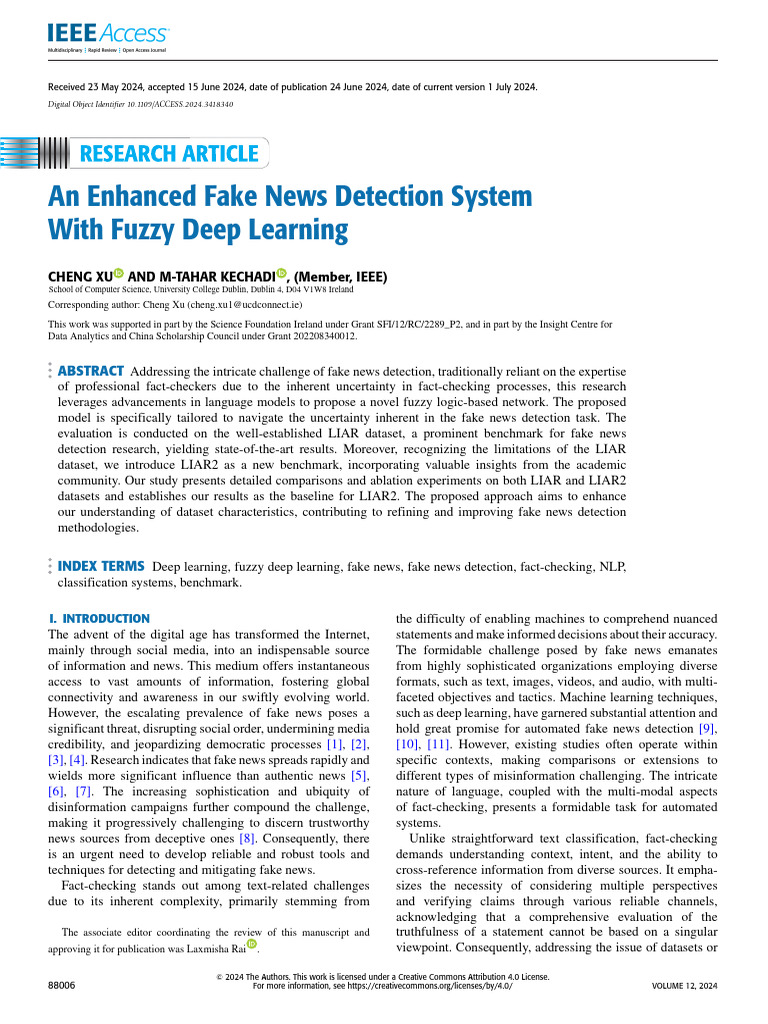 An Enhanced Fake News Detection System With Fuzzy Deep Learning | PDF ...