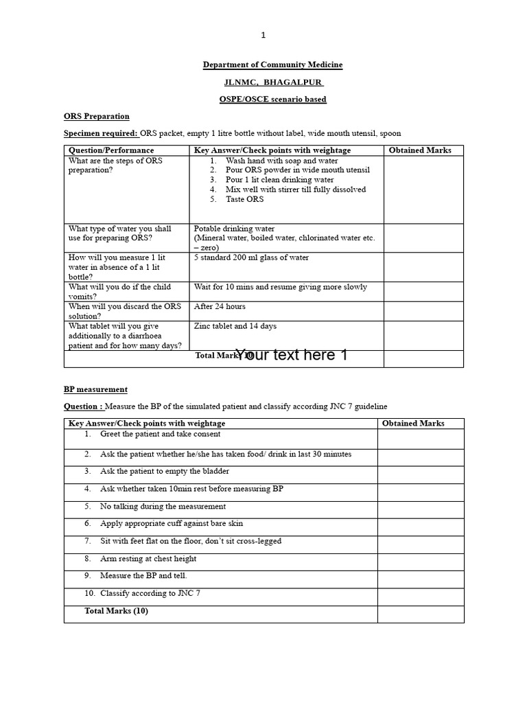 ORS Preparation and Patient Assessment Guide | PDF | Measurement ...