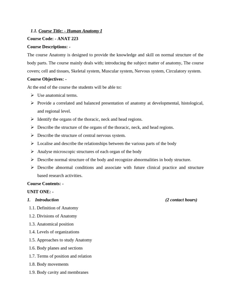 Course Title Anatomy | PDF | Circulatory System | Heart