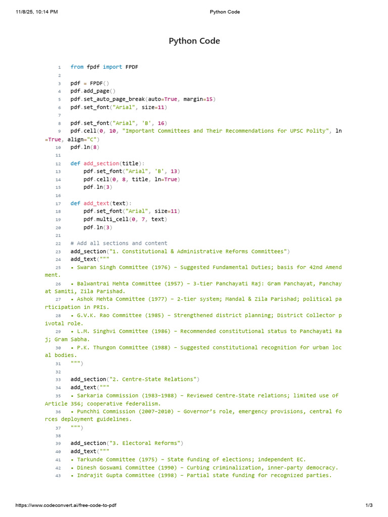 Free Code To PDF Generator | PDF | Government Of India | Government