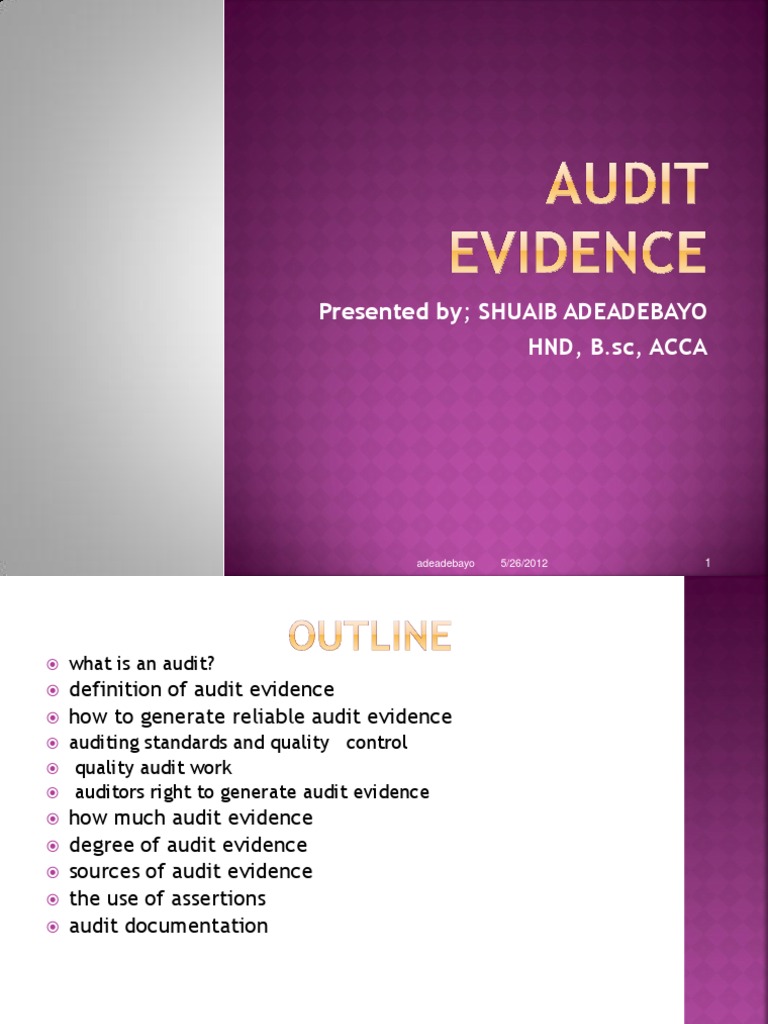 Audit Evidence Presentation | PDF | Financial Audit | Audit
