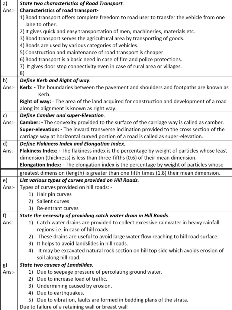 2018 Winter Model Answer Paper | PDF | Road | Road Surface